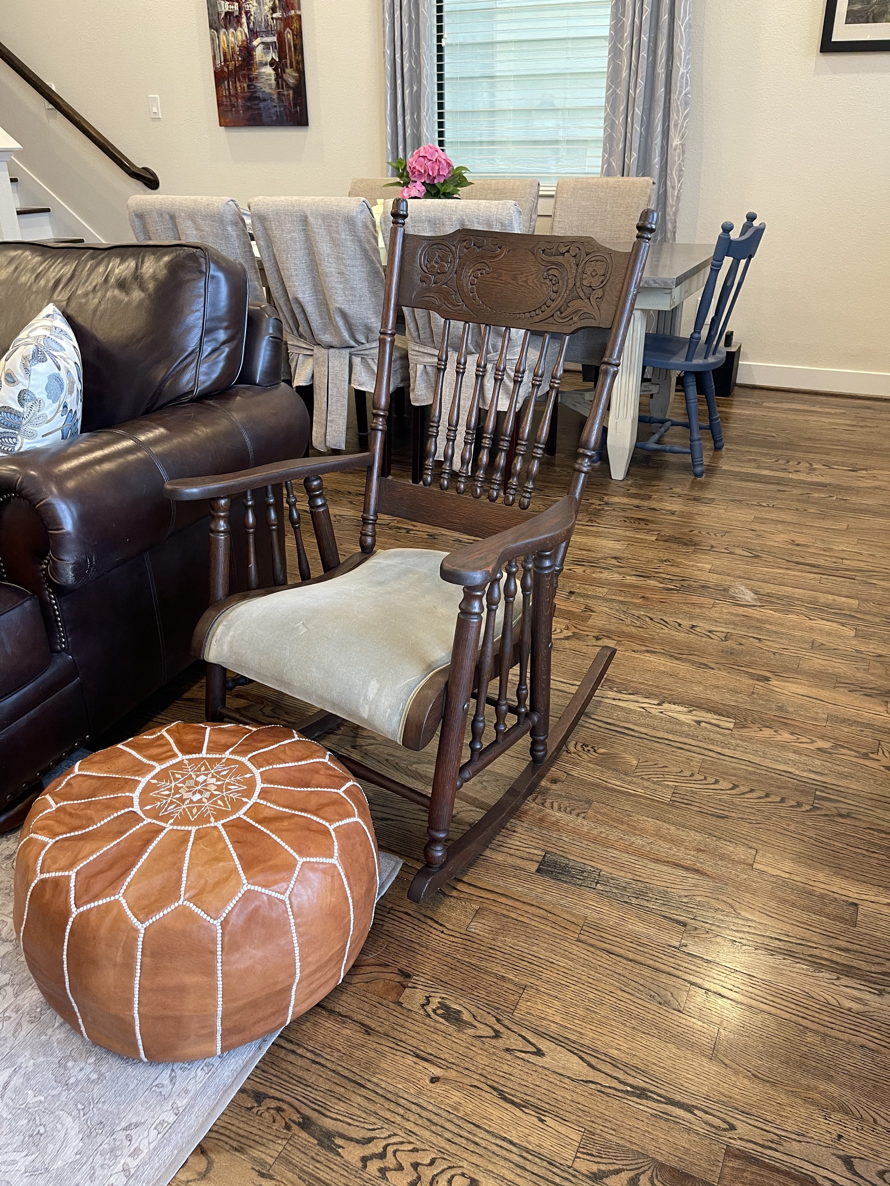 Pressed Back Rocker Restoration – Red Shoes. Red Wine.