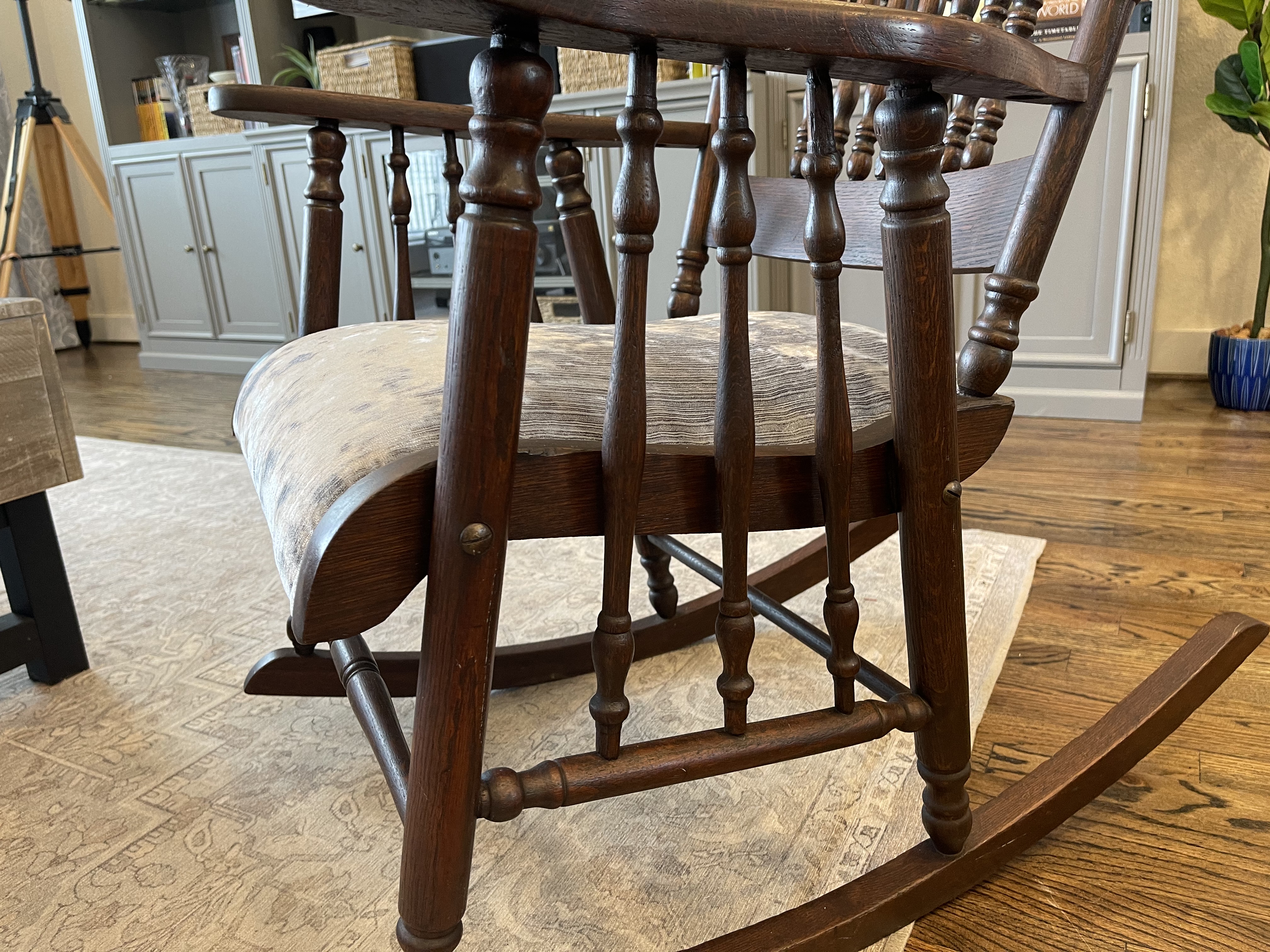 Pressed Back Rocker Restoration – Red Shoes. Red Wine.